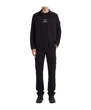 Stone Island Cotton Zip-up Shirt Jacket With Logo Patch