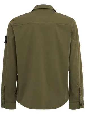 Stone Island Cotton Zip-up Shirt Jacket With Logo Patch
