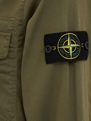 Stone Island Cotton Zip-up Shirt Jacket With Logo Patch
