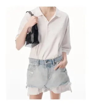 Alexander Wang Layered Effect Denim Polo Dress - White