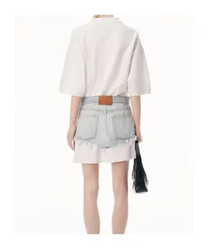Alexander Wang Layered Effect Denim Polo Dress - White