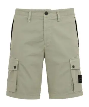 Stone Island Logo Cotton Slim Shorts - Gray