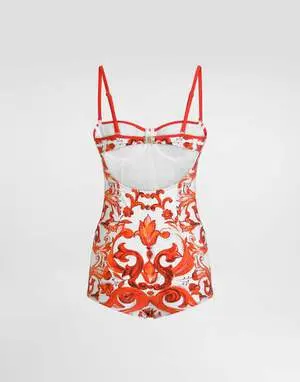 Dolce & Gabbana Majolica Print One-piece Swimsuit - Multicolor