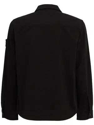 Stone Island Cotton Zip-up Shirt Jacket With Logo Patch