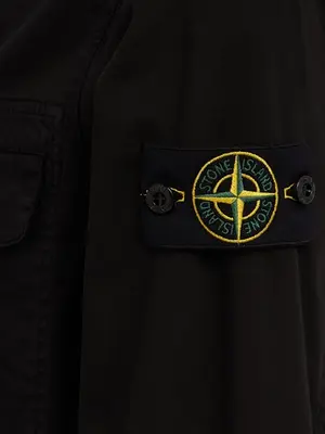Stone Island Cotton Zip-up Shirt Jacket With Logo Patch