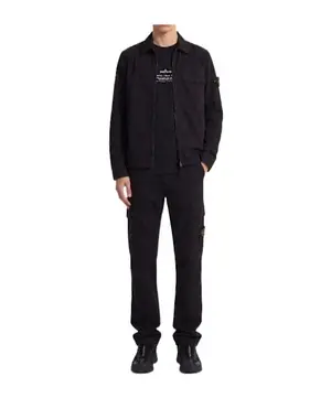 Stone Island Cotton Zip-up Shirt Jacket With Logo Patch