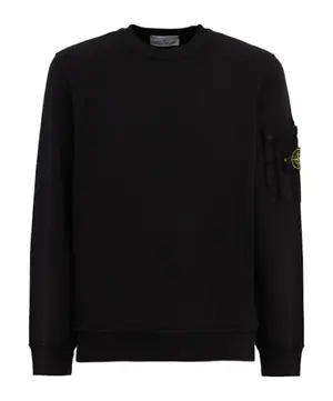 Stone Island Round-neck Hoodie - Black