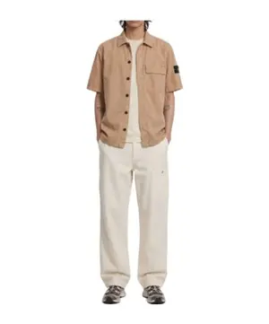 Stone Island Logo Cotton Short Sleeved Shirt