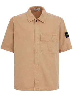 Stone Island Logo Cotton Short Sleeved Shirt