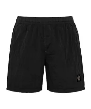 Stone Island Logo Nylon Shorts - Black