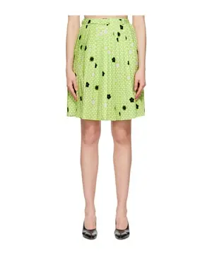 MAISON MARGIELA Floral-print Pleated Skirt - Green