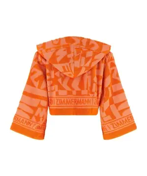 Zimmermann Printed Hooded Top With V-neck And Wide Sleeves