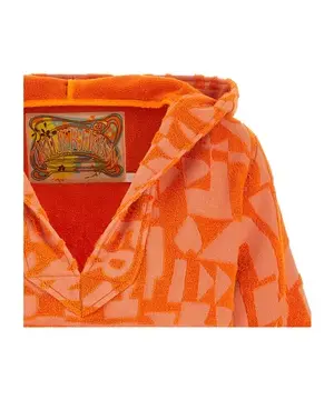 Zimmermann Printed Hooded Top With V-neck And Wide Sleeves