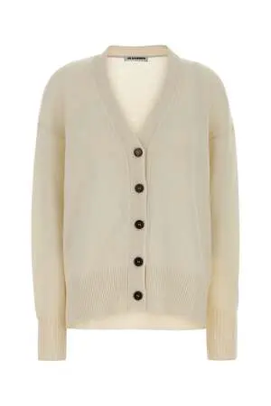 JIL SANDER Ivory Cashmere Oversize Cardigan