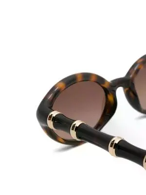 Gucci Bamboo-effect Oval-frame Sunglasses