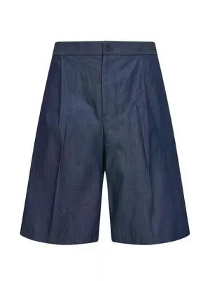 HEVO Pleated Cotton Shorts - Blue