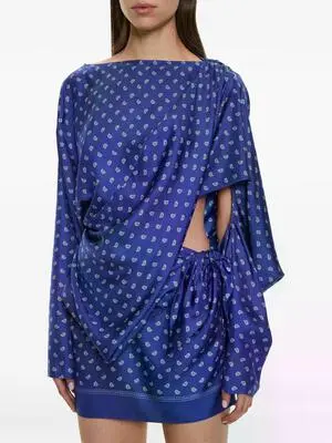 Christopher Esber Bandana Print Cutaway Mini Dress