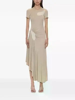 Christopher Esber Paisley Lace-insert Ribbed Asymmetric Dress