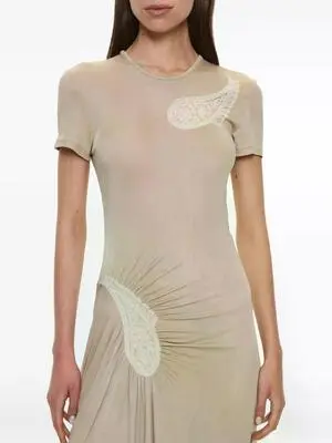Christopher Esber Paisley Lace-insert Ribbed Asymmetric Dress