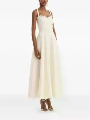 Oscar De La Renta Slub Wool Tweed Midi Dress - Neutrals