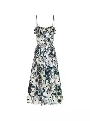 Oscar De La Renta Sleeveless Palm Print Dress - Neutrals