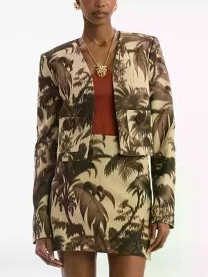 Oscar De La Renta Chiné Palm Leaves Jacket