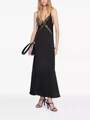 ANINE BING Lace-trim V-neck Maxi Dress