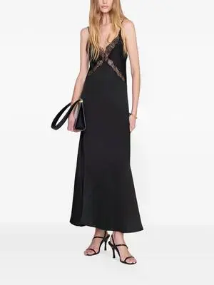 ANINE BING Lace-trim V-neck Maxi Dress