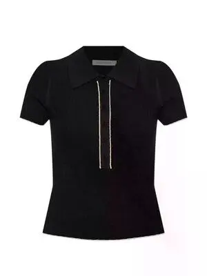BY MALENE BIRGER Benita Ribbed-knit Polo Shirt - Black