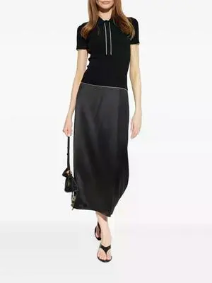 BY MALENE BIRGER Benita Ribbed-knit Polo Shirt - Black