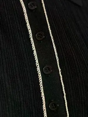 BY MALENE BIRGER Benita Ribbed-knit Polo Shirt - Black