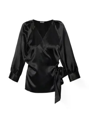 BY MALENE BIRGER Satin-effect Wrap Blouse - Black