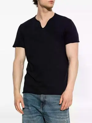 Zadig&Voltaire Monastir Button-detail T-shirt - Blue