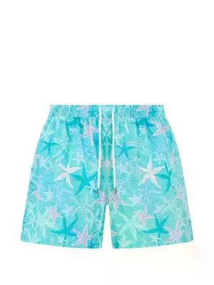 Fedeli Starfish Print Swim Shorts - Blue
