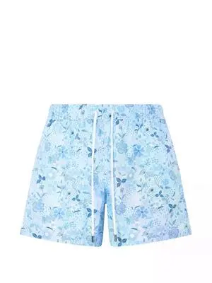 Fedeli Floral Print Swim Shorts - Blue