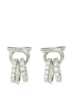 FERRAGAMO Gancini Crystal-embellished Drop Earrings - Silver