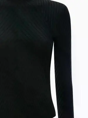 Victoria Beckham Ribbed Knit Mock Neck Sweater - Black