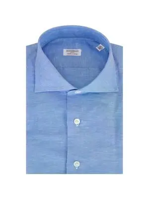 BORRIELLO NAPOLI Slub-texture Spread-collar Shirt - Blue