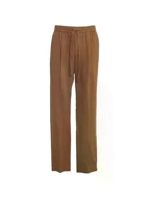 AMARANTO Drawstring-waist Pressed-crease Trousers - Brown