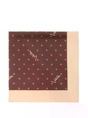 Valentino Garavani Stelline E Firma Starry Silk Scarf - Brown