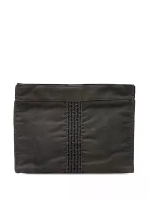 Hermès Canvas Herline Clutch Bag - Grey