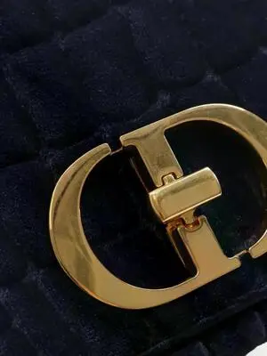 Dior Large Embroidered Velvet Caro Bag - Blue