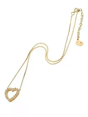 Dior Plated Strass Open Heart Pendant Necklace - Gold