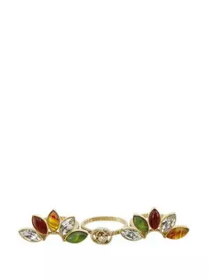 Gucci Plated Strass Interlocking G Flower Ring