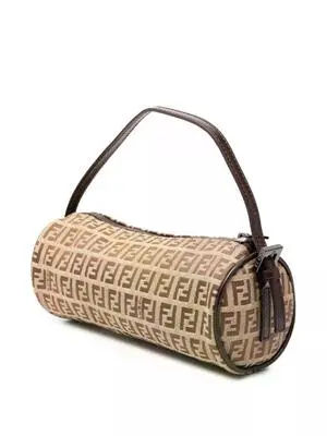 Fendi Zucchino Canvas Barrel Pochette Handbag
