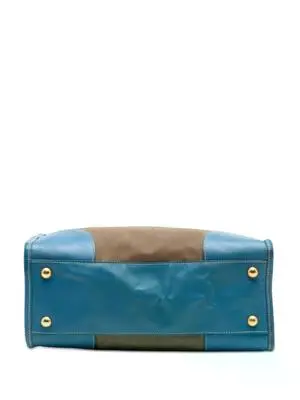Prada Saffiano Trimmed Canvas Canapa Logo Double Zip Satchel