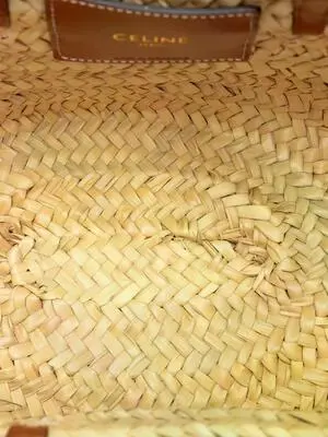 Celine Raffia Cuir Triomphe Classic Panier Tote Satchel