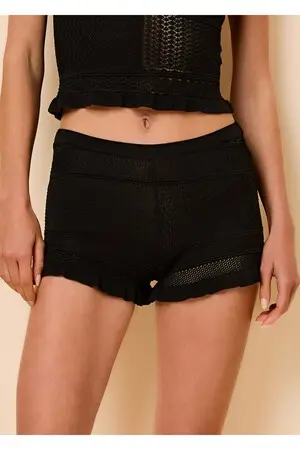 Solid & Striped Milena Short Pointelle Patchwork Noir - Black