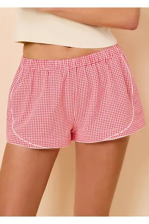 Solid & Striped Eleni Gingham Seersucker Shorts - Red