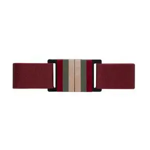 BELTBE Multicolor Striped Stretch Belt With Acrylic Buckle - Red